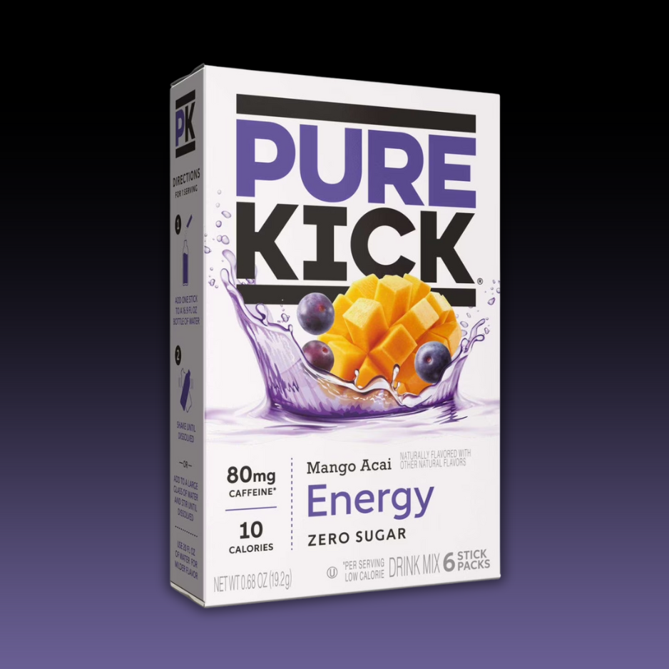 Pure Kick Energy Drink Mix MANGO ACAI 6 Sticks (0.68oz) – International ...
